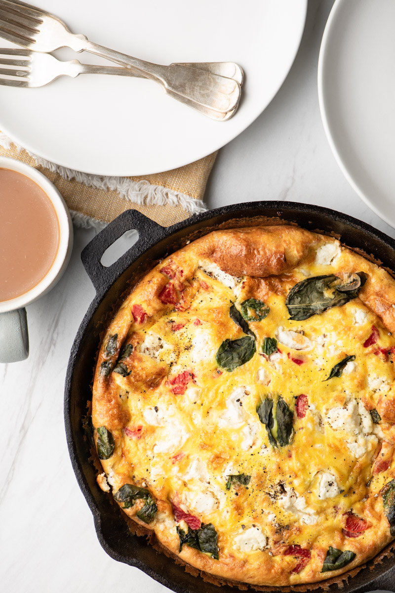 Sausage and Roasted Bell Pepper Frittata Skillet | The Frayed Apron