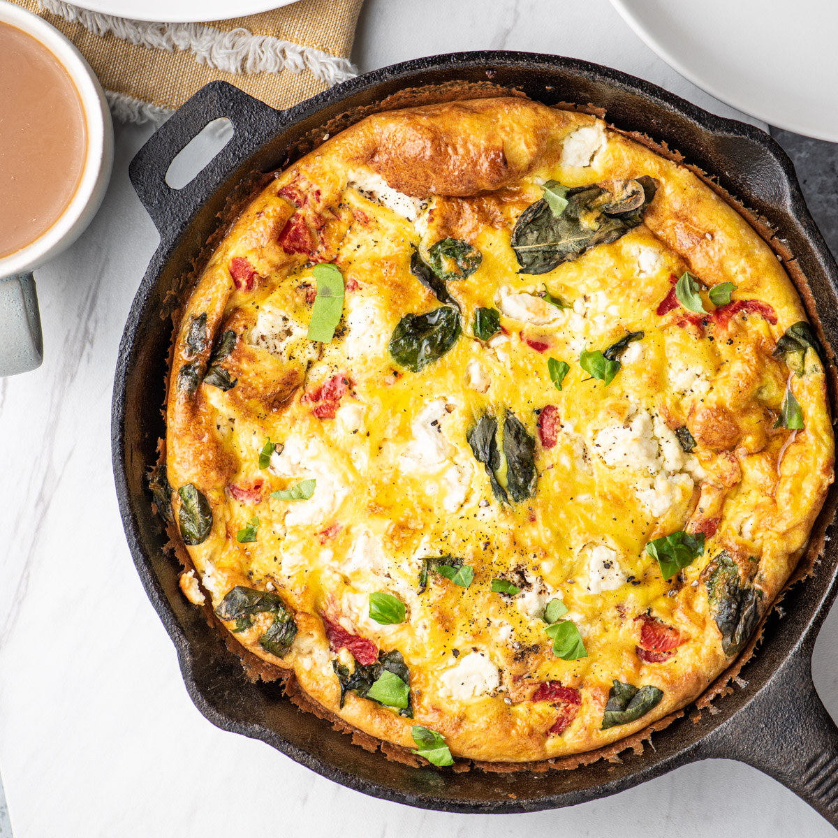 Sausage and Roasted Bell Pepper Frittata Skillet | The Frayed Apron