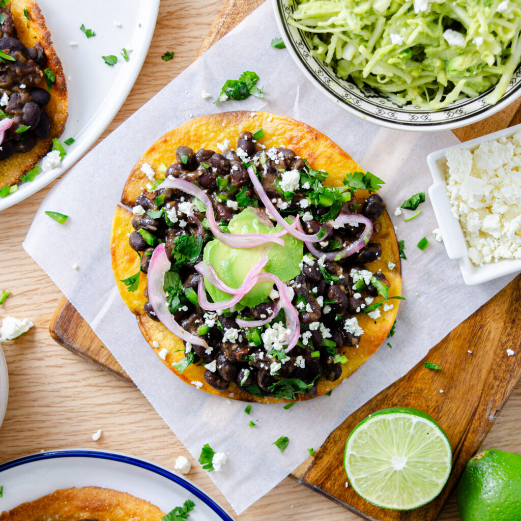 Smoky Black Bean Tostadas with Avocado Slaw and Pickled Onion | The ...