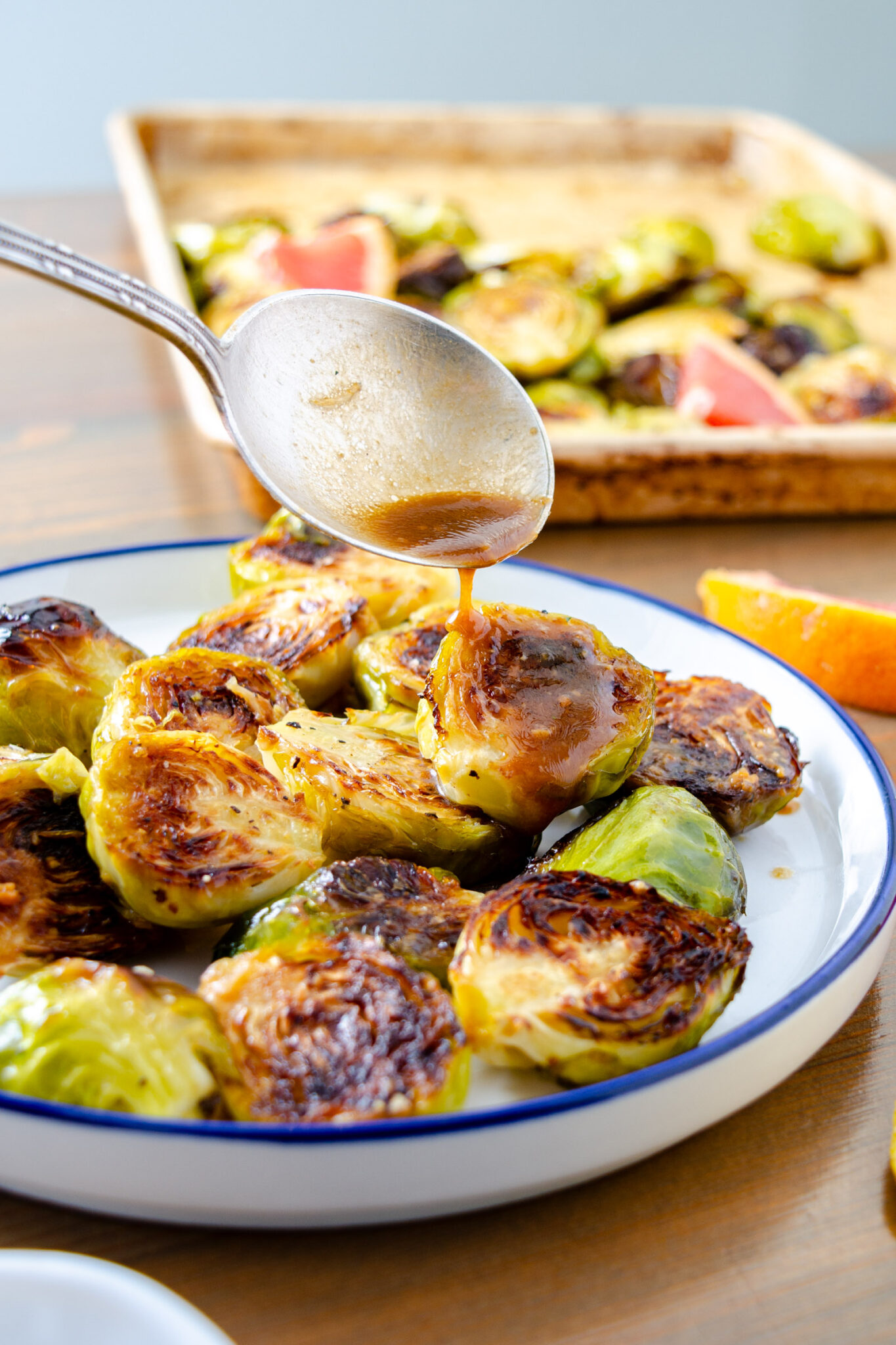 Roasted Brussels Sprouts with Citrus Miso Glaze | The Frayed Apron